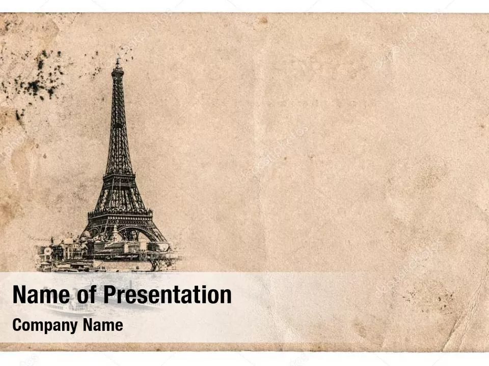 Eiffel Tower Vintage Postcard Style PowerPoint Template - Eiffel Tower Vintage Postcard Style ...