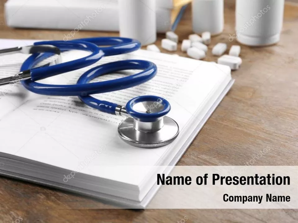 Stethoscope In Light Blue Colors PowerPoint Template - Stethoscope In Light Blue Colors ...